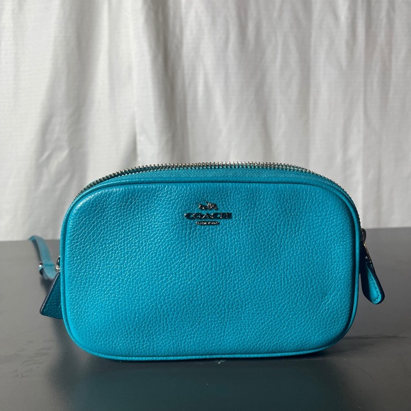 Coach | Bags | Coach Turquoise Pebbled Leather Sadie Crossbody Bag ...